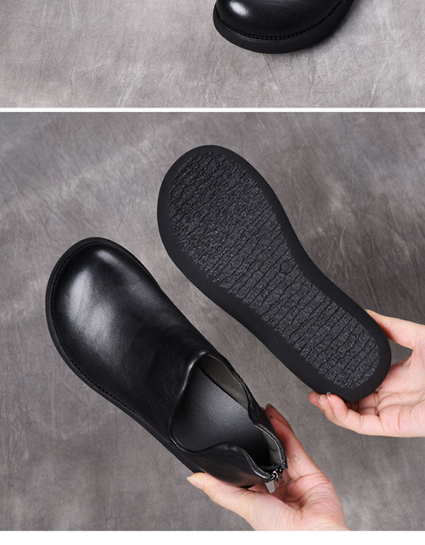 Round Head Waterproof Retro Leather Shoes — Obiono