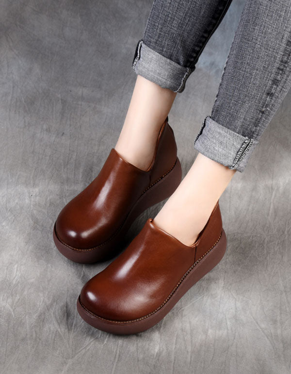 Round Head Waterproof Retro Leather Shoes — Obiono