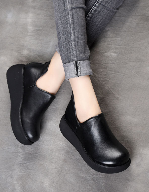 Round Head Waterproof Retro Leather Shoes — Obiono
