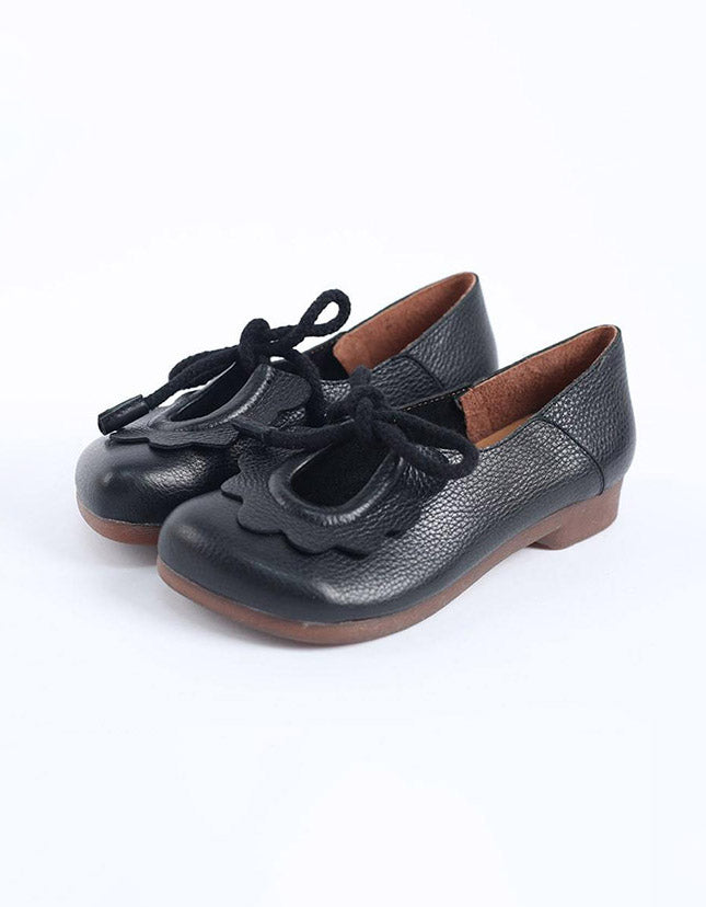 Soft Leather Bottom Lace-up Retro Flat Shoes — Obiono