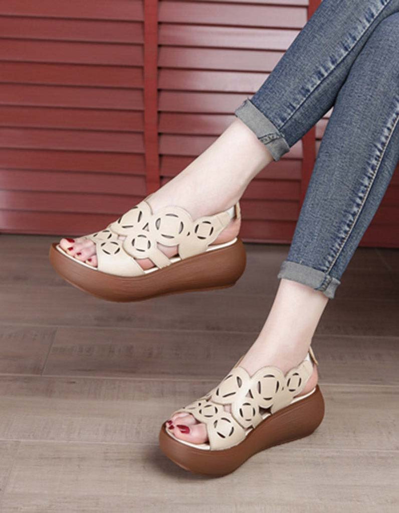 Fish Toe Hollow Wedge Women Sandals Slingback — Obiono