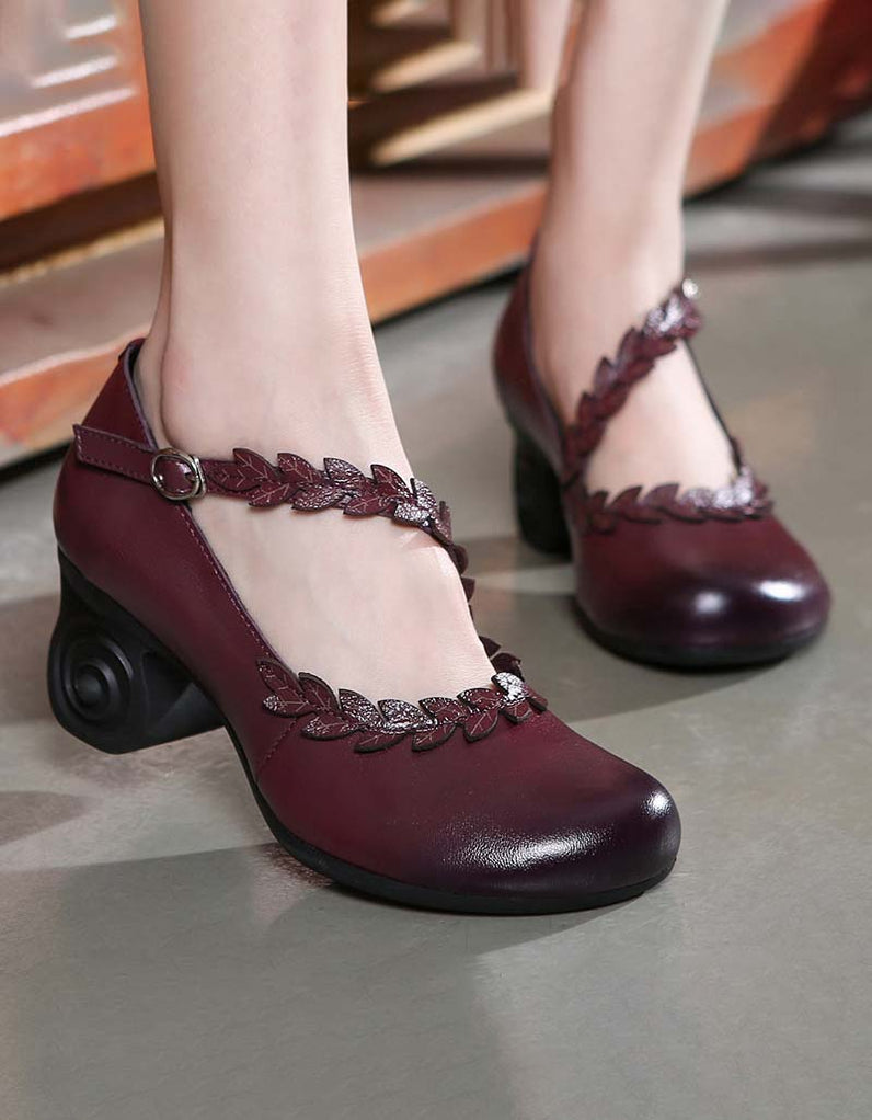 Spring Diagonal Strap Front Retro Chunky Shoes — Obiono