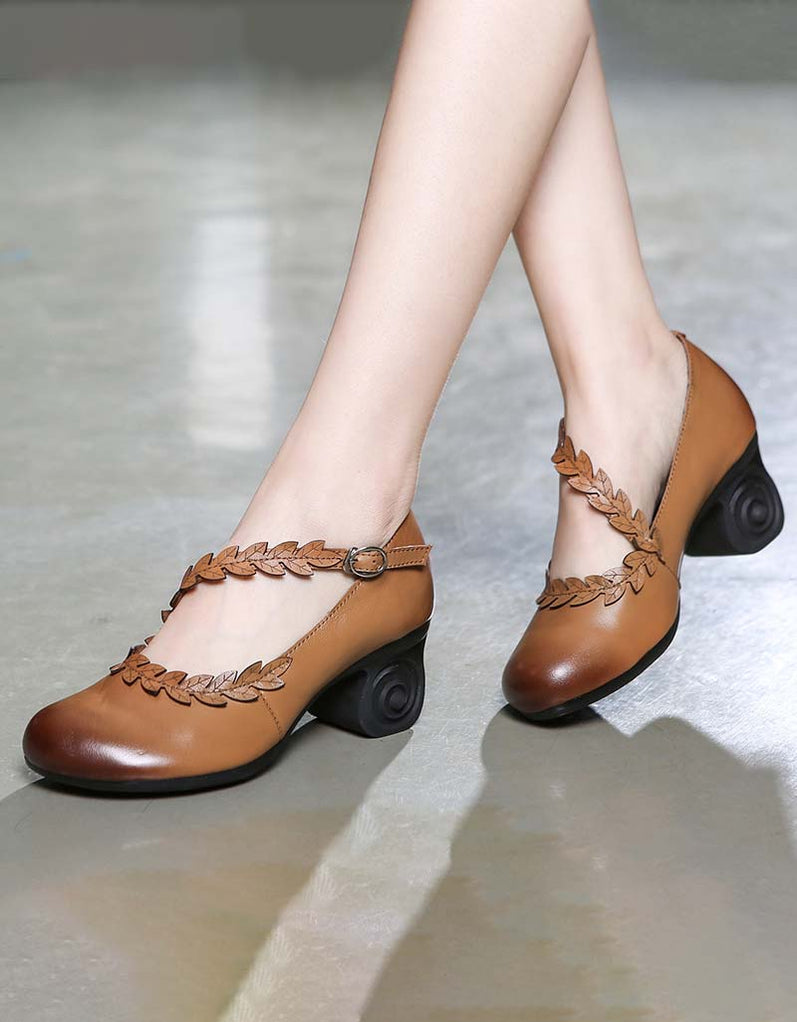 Spring Diagonal Strap Front Retro Chunky Shoes — Obiono
