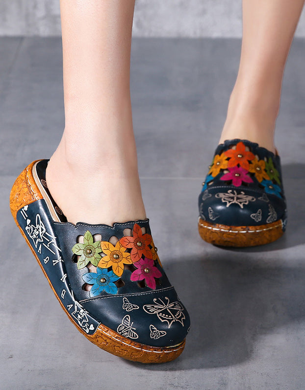 Spring Leather Thick Color Matching Women's Slippers Sandals | Gift ...