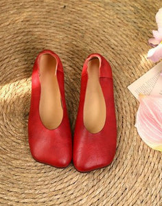Square-Toed Soft Bottom Retro Flat Shoes — Obiono