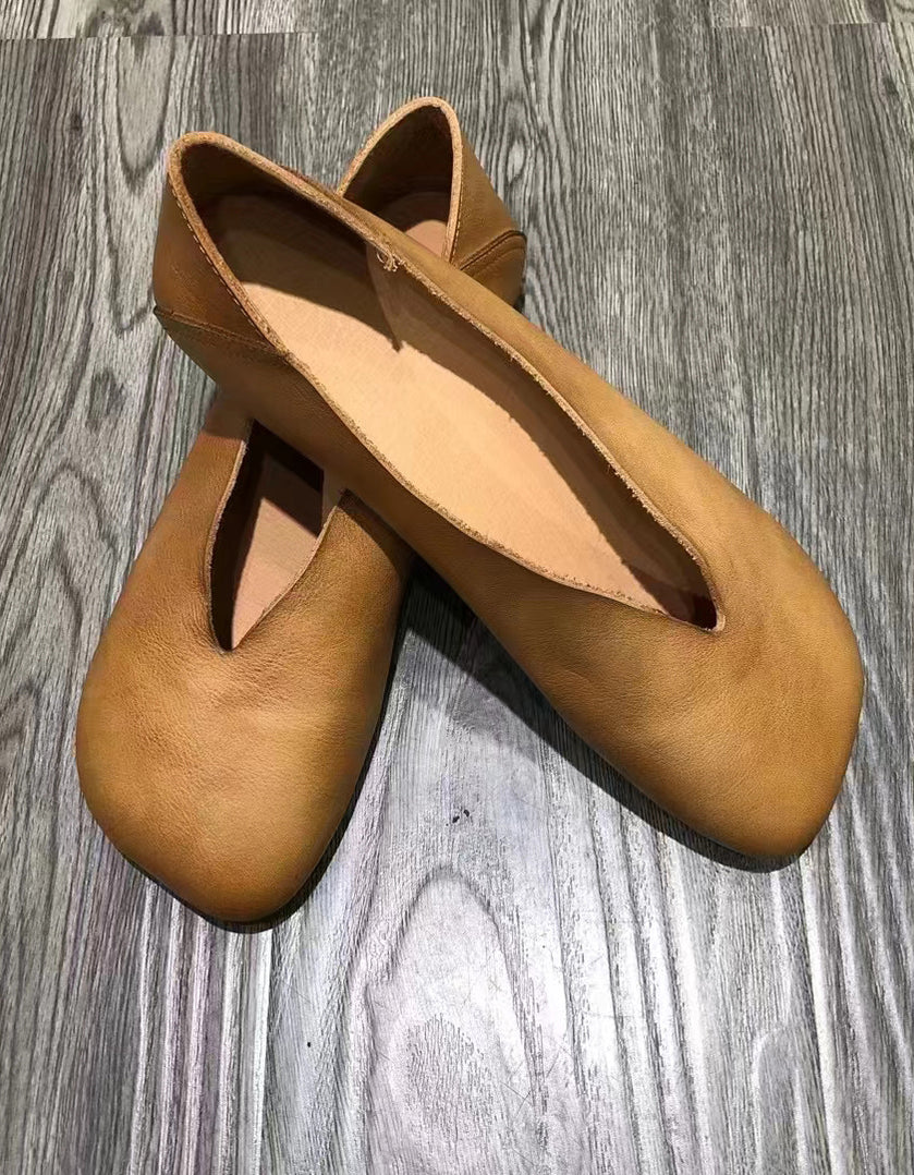 Square-Toed Soft Bottom Retro Flat Shoes — Obiono