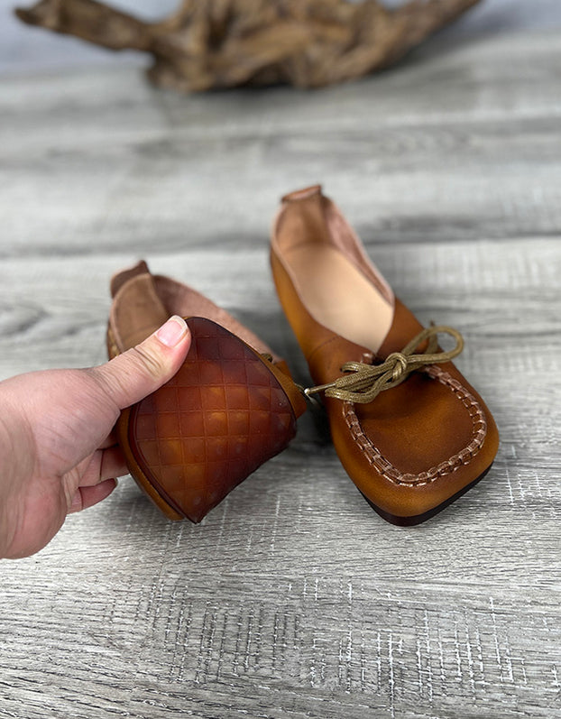 Square Toe Handmade Comfy Flat Shoes — Obiono