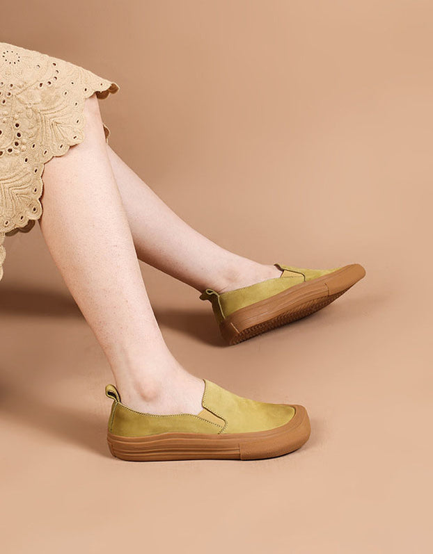 Handmade Square Toe Comfortable Leather Flat Shoes 35-41 — Obiono