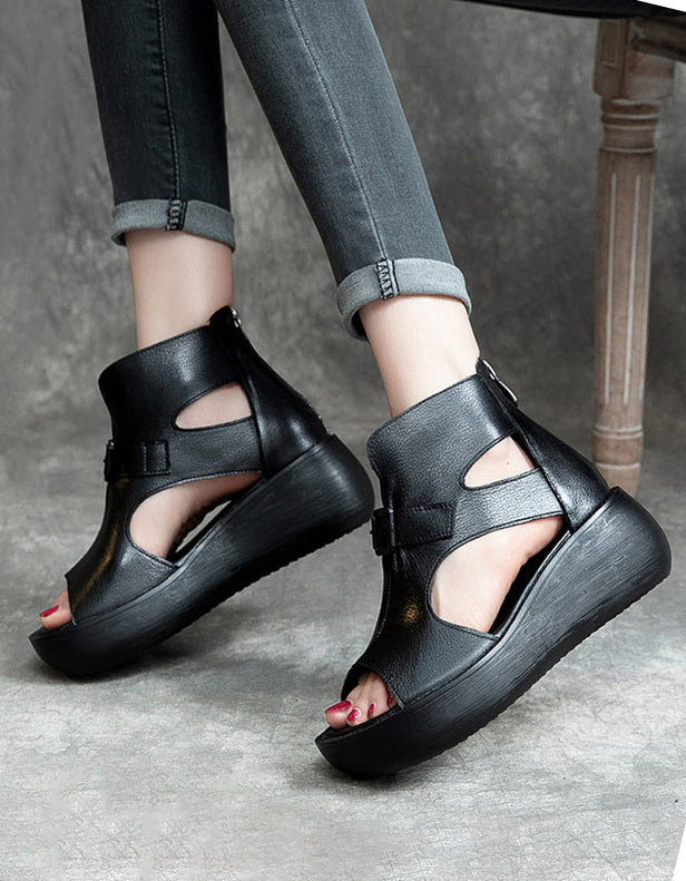 Summer Cut-out Fish Toe Wedge Sandals — Obiono