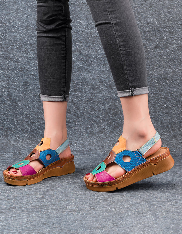 Summer Ethnic Colorful Leather Women's Sandals — Obiono