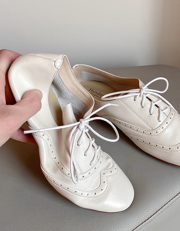 Soft Leather Brogue Carved Black Women's Oxford — Obiono