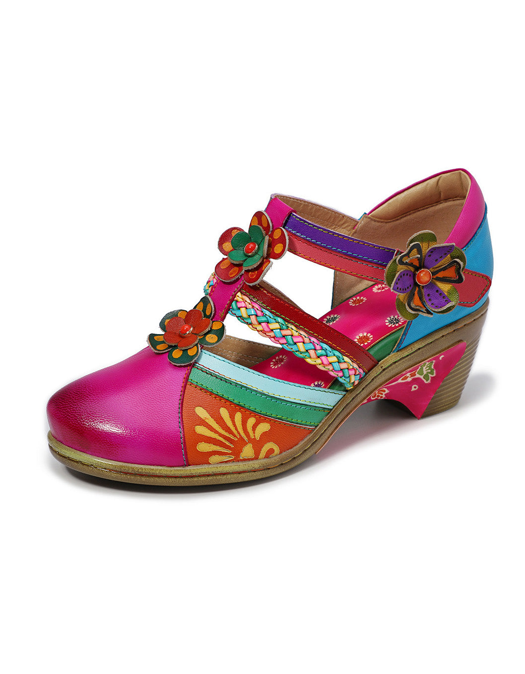 Vintage Flower Cutout Chunky Mary Jane Sandals — Obiono