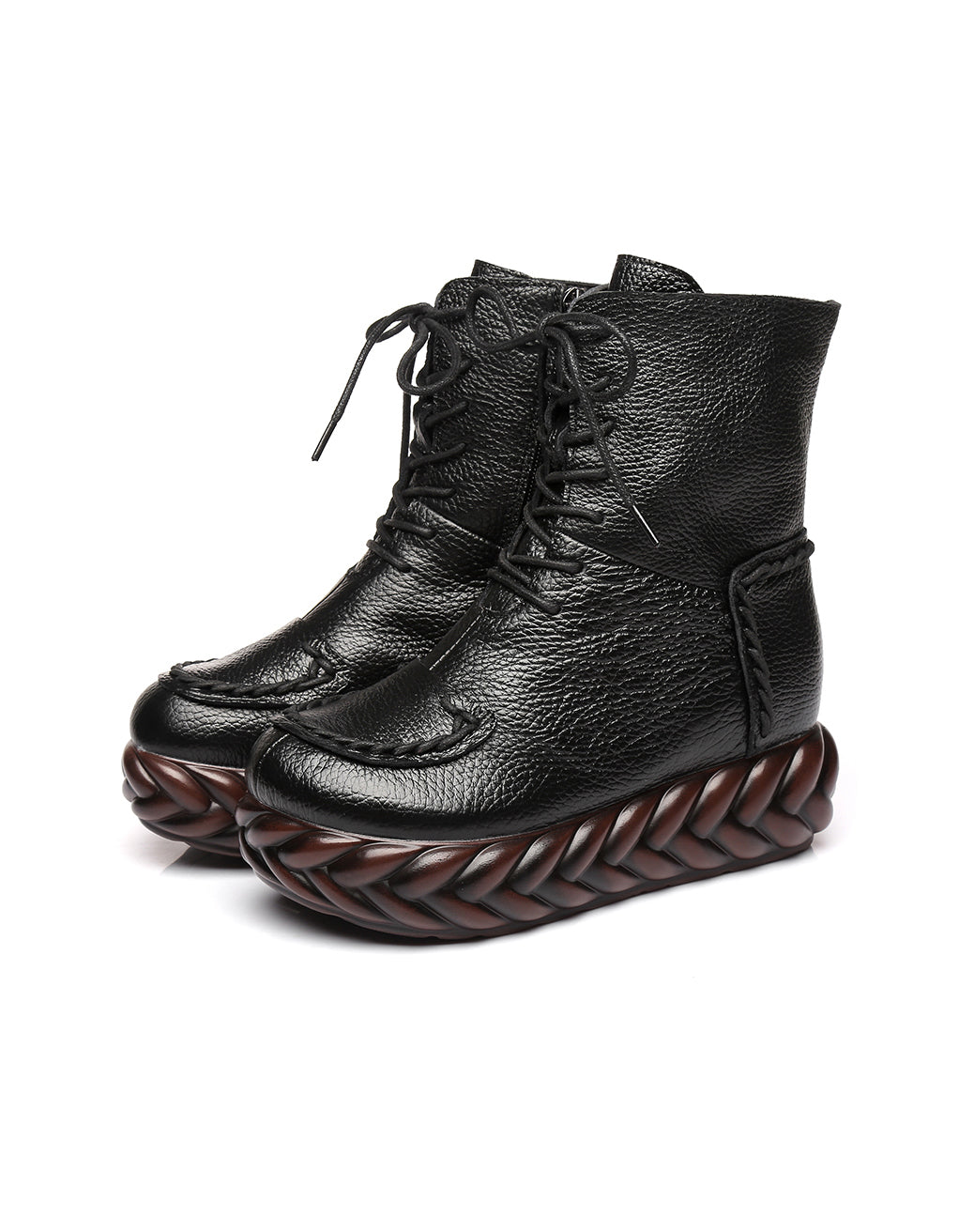 Waterproof Lace-up Retro Platform Boots — Obiono
