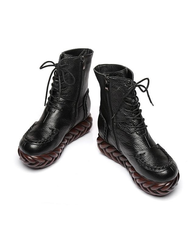 Waterproof Lace-up Retro Platform Boots — Obiono