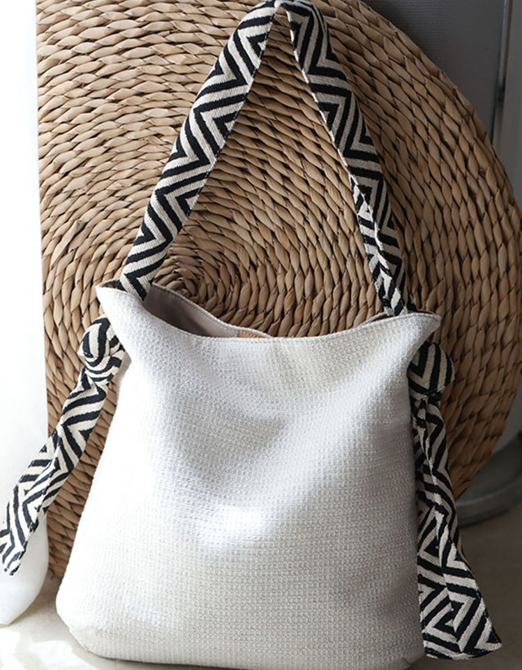 Wide Shoulder Strap Cotton Linen Shoulder Bag — Obiono