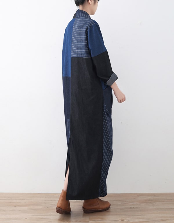 Women's Cross-chest Denim Loose Dress Robe — Obiono