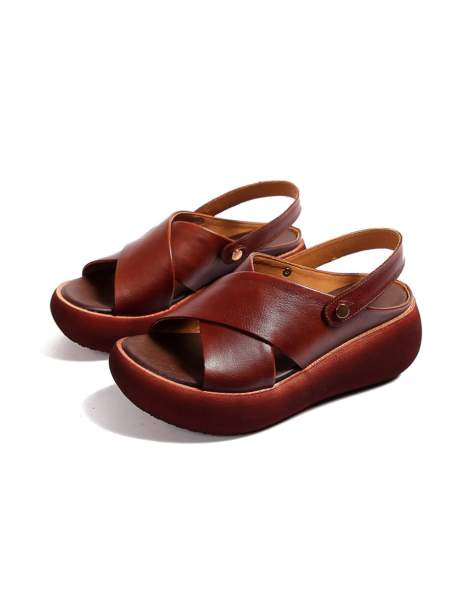 Summer Retro Leather Platform Beach Sandals — Obiono
