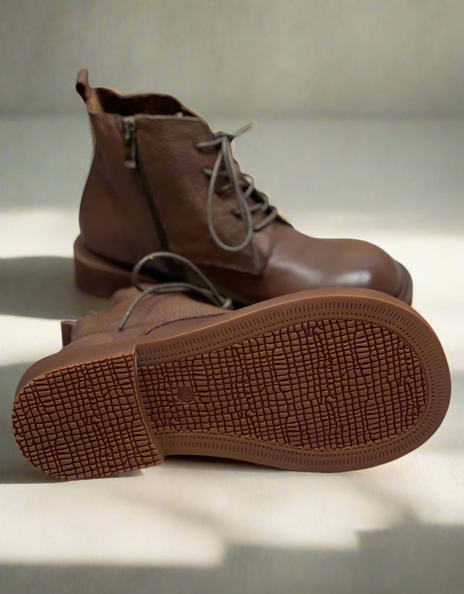 Autumn Winter Wide Toe Box Lace up Retro Ankle Boots 35-41 — Obiono