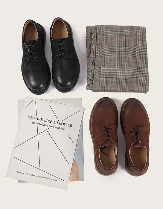 Spring Thick-soled Retro Leather Women's Shoes — Obiono